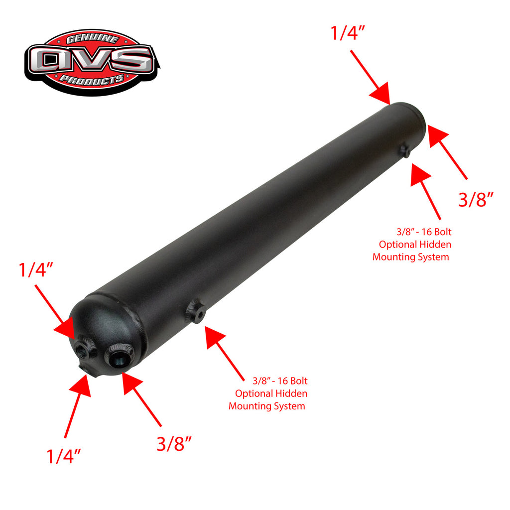 AVS 2 Gallon Aluminum Tank - Black - Complete Air Ride